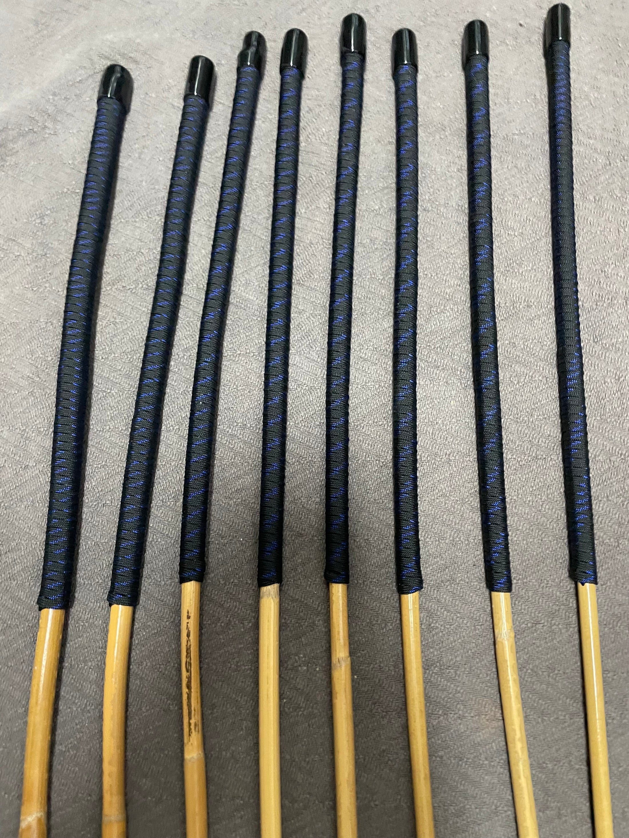 Set of 8 Kooboo Rattan Punishment canes BLUE STREAK Handles