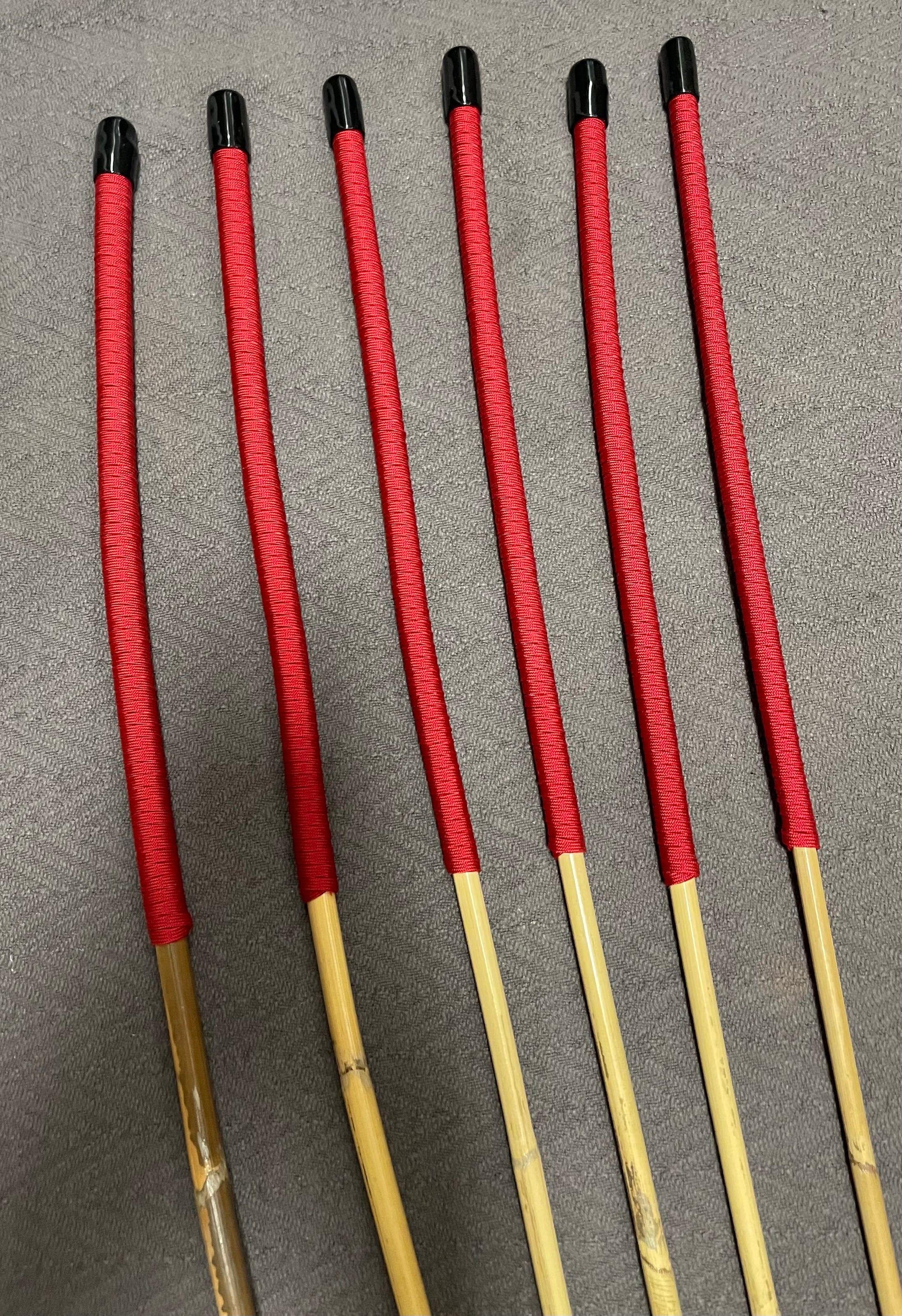 Set of 6 Kooboo Rattan Punishment canes RED Paracord Handles