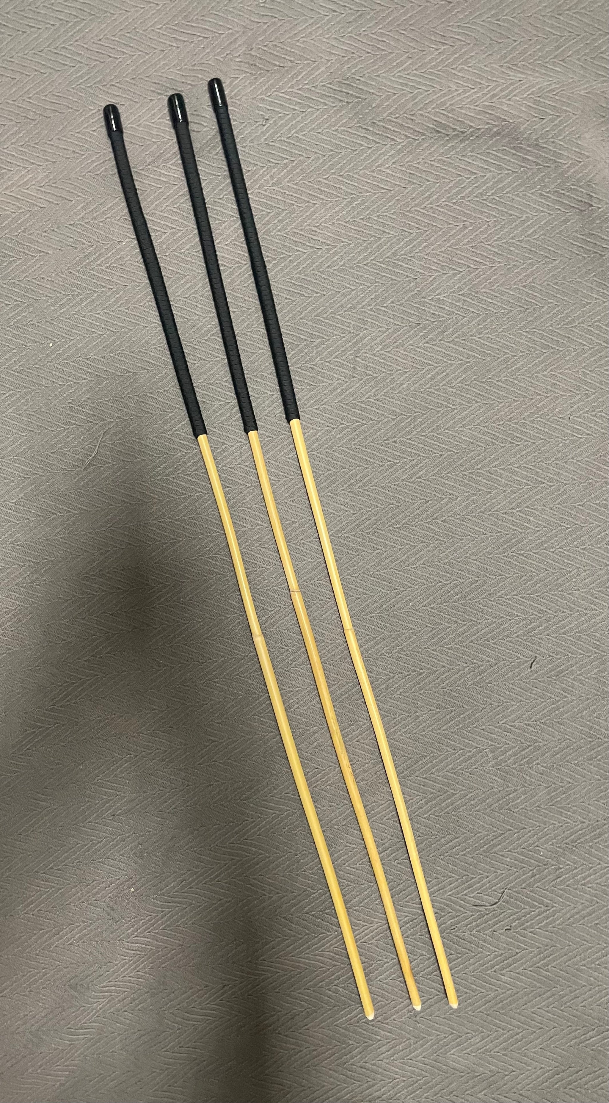 Set of 3 Natural Dragon Canes / School Canes - 95 cms - Black handles