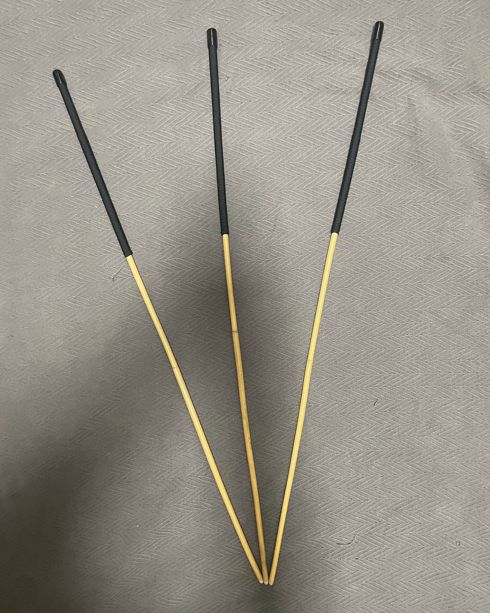 Set of 3 Natural Dragon Canes / School Canes - 95 cms - Black handles