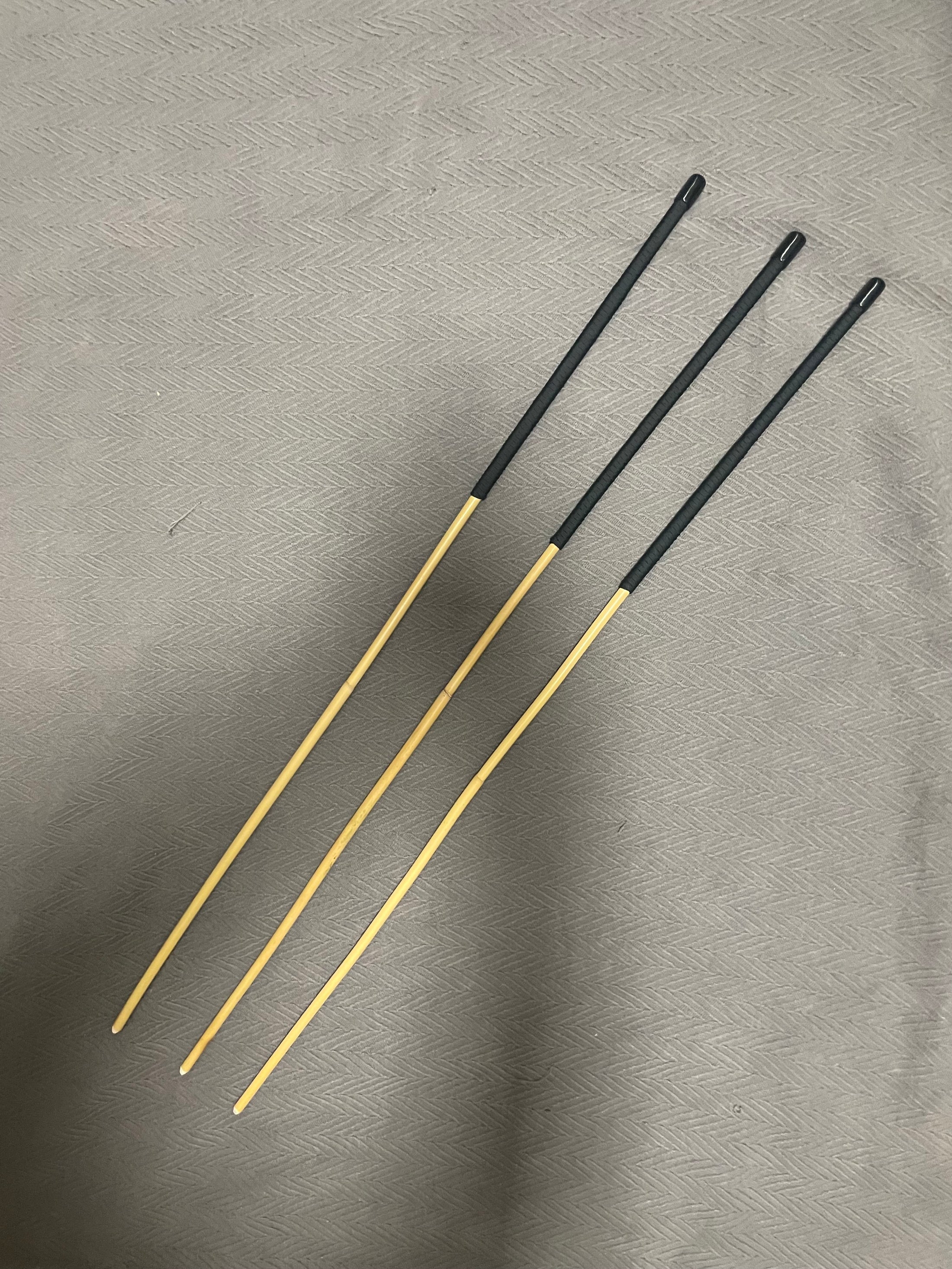 Set of 3 Natural Dragon Canes / School Canes - 95 cms - Black handles