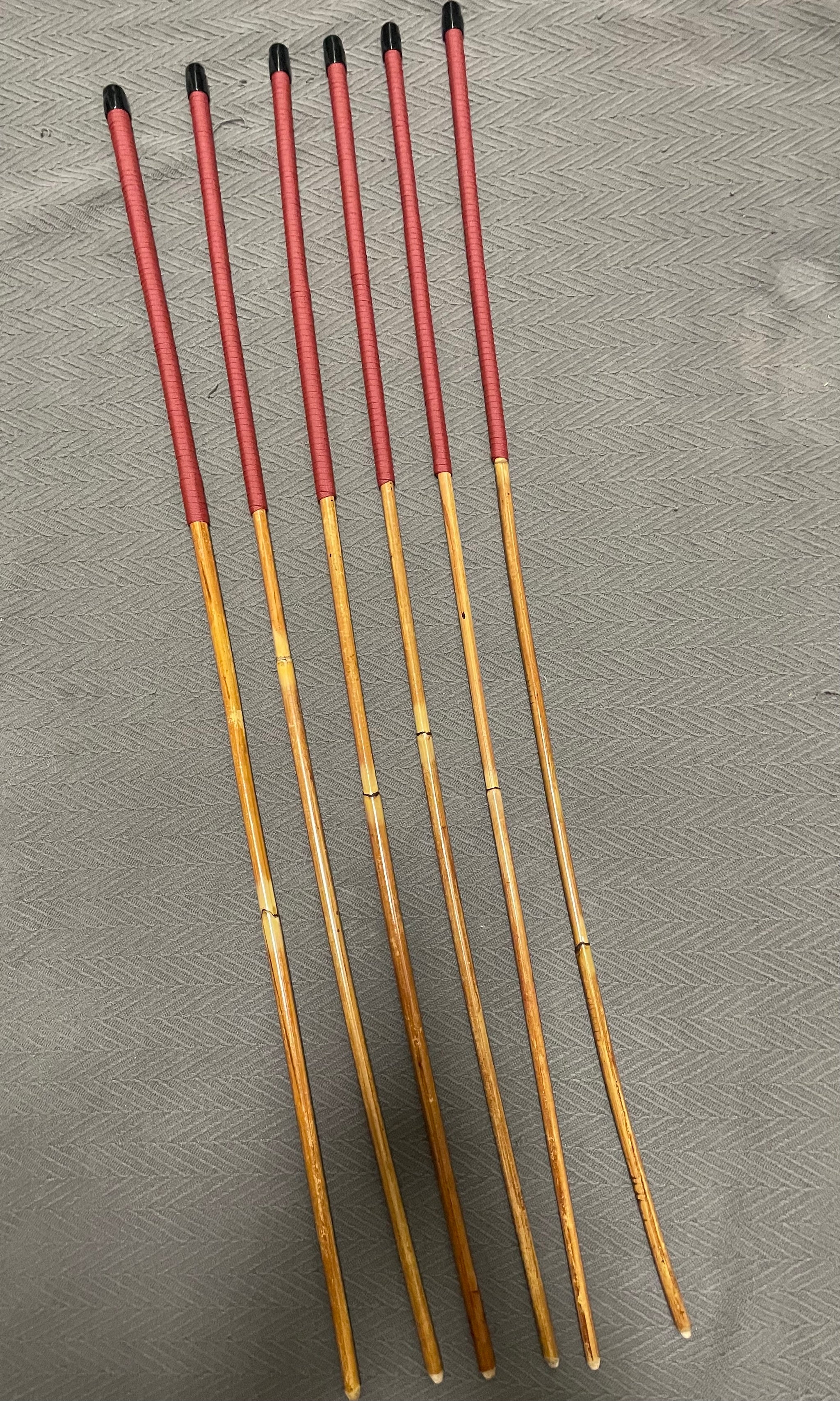 Golden Honey Smoked Dragon Canes Set of 6 Brick Red Handles