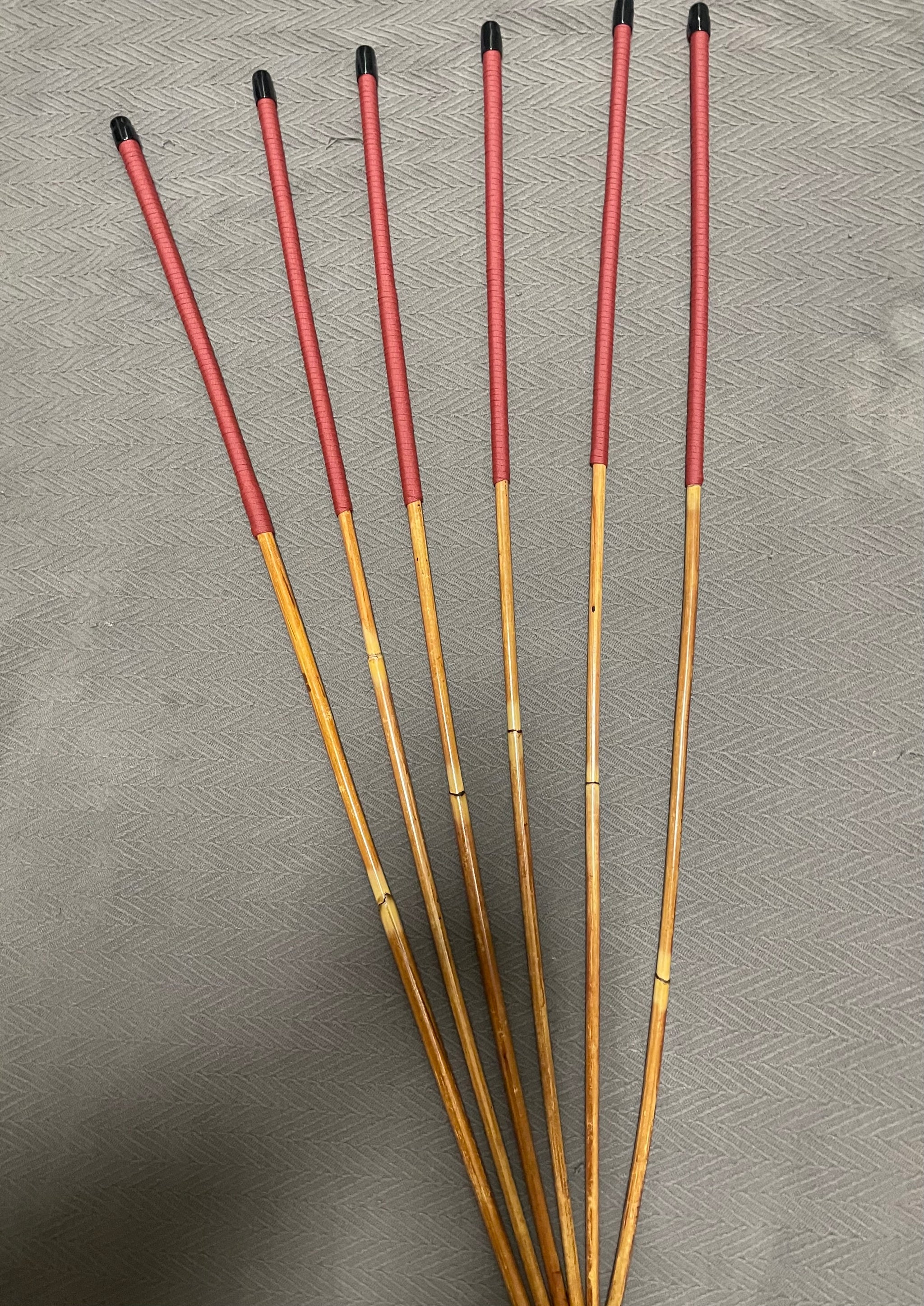 Golden Honey Smoked Dragon Canes Set of 6 Brick Red Handles