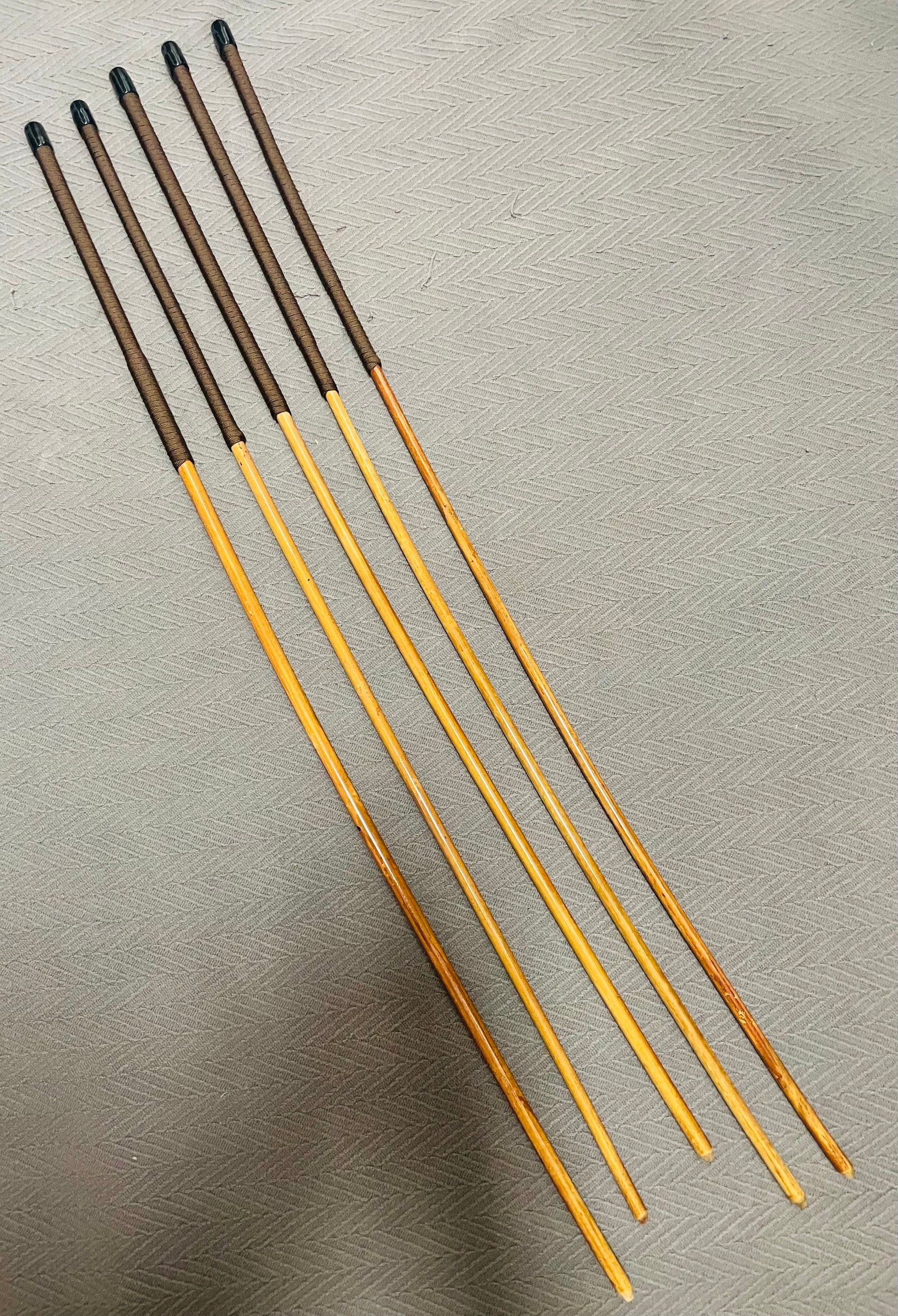 No Knot / Knotless Golden Smoked Dragon Canes Set of 5 Brown Handles