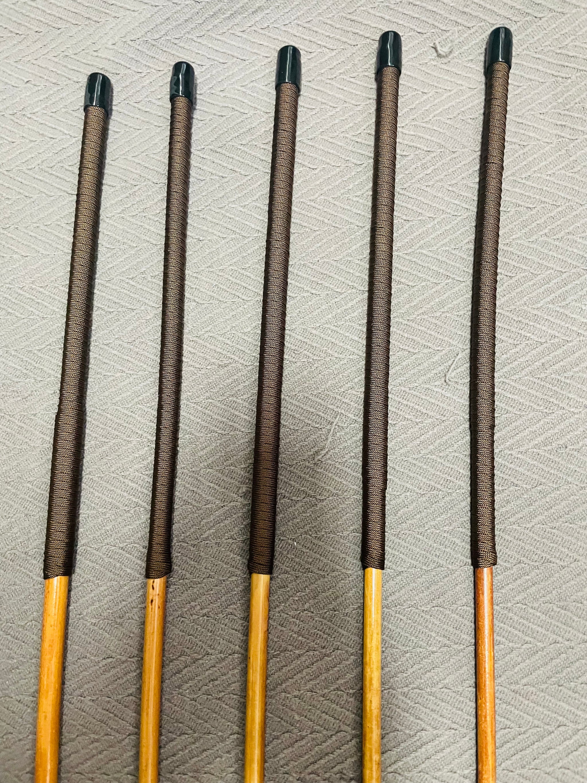 No Knot / Knotless Golden Smoked Dragon Canes Set of 5 Brown Handles