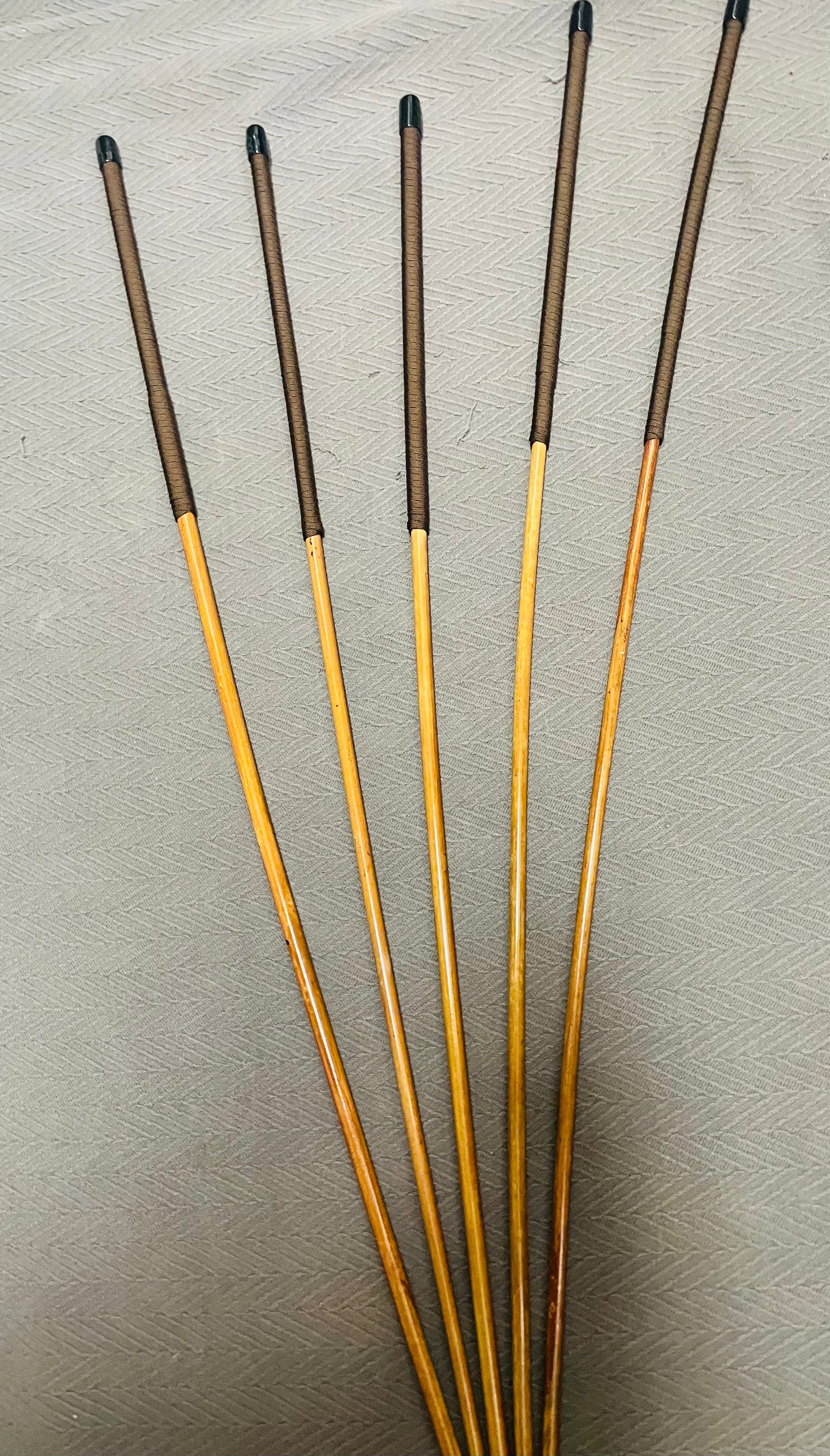 No Knot / Knotless Golden Smoked Dragon Canes Set of 5 Brown Handles