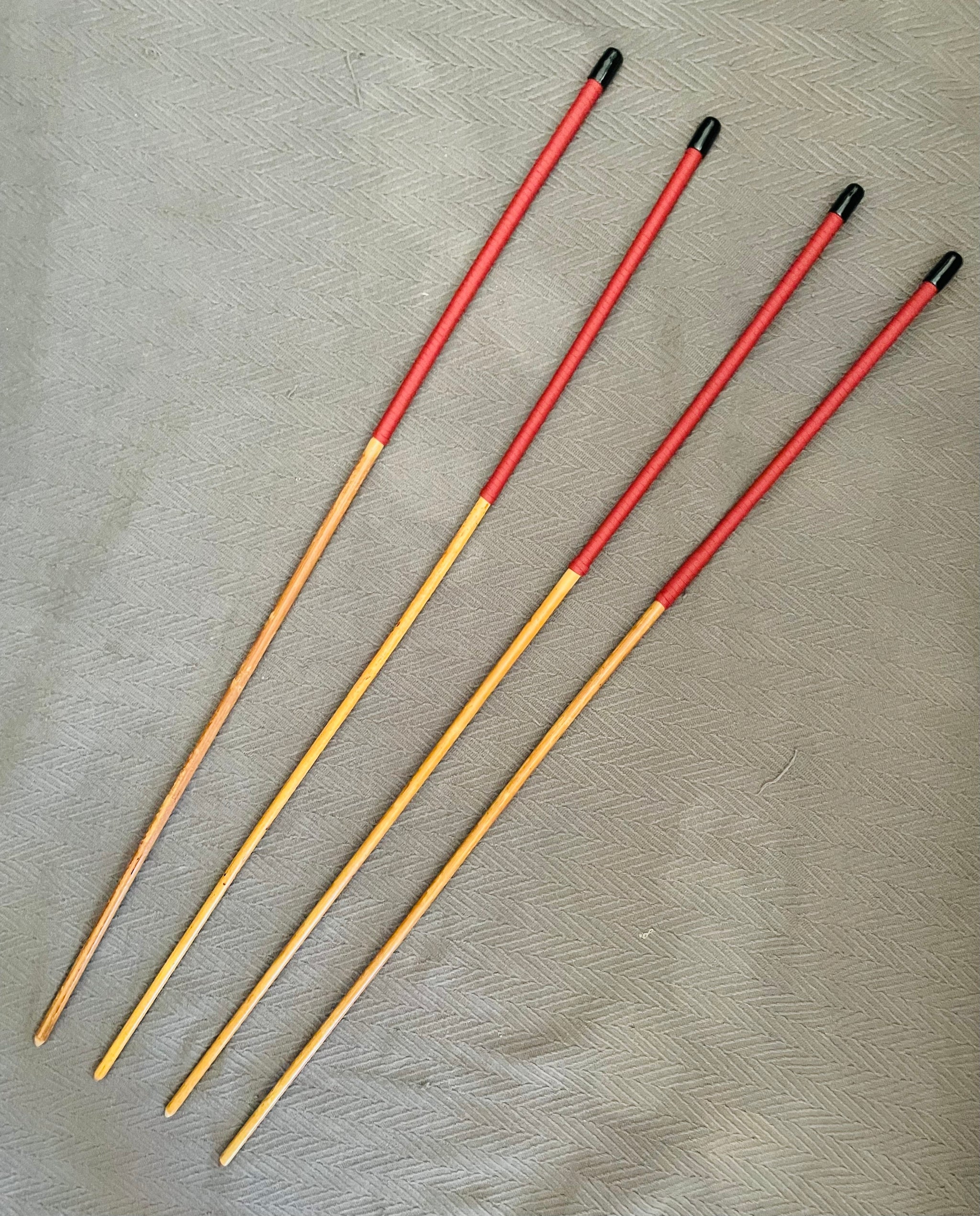 No Knot / Knotless Golden Dragon Canes Set of 4 Brick Red Handles