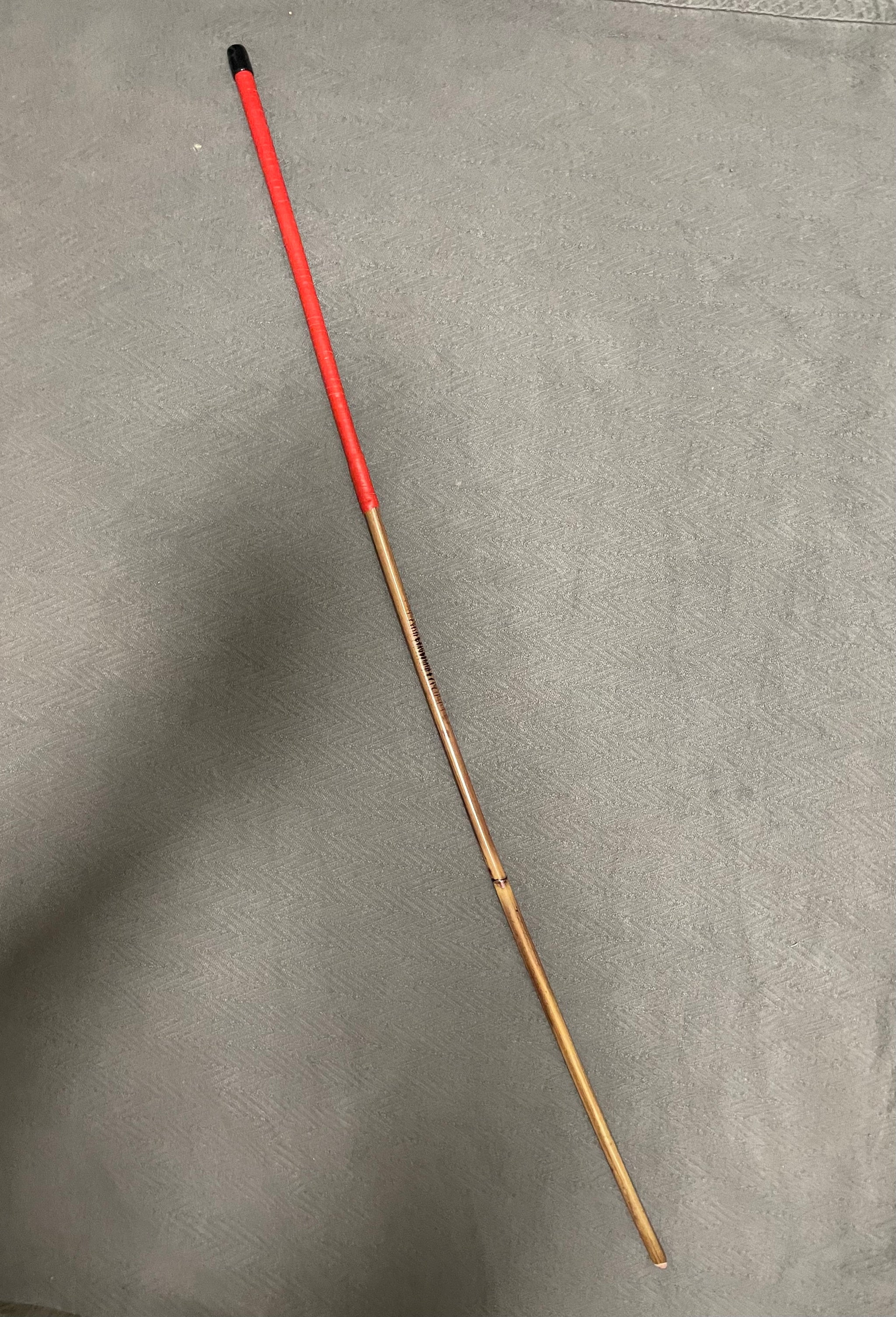 Singapore Prison Cane / Smoked Dragon Cane Red Roo Leather Handle