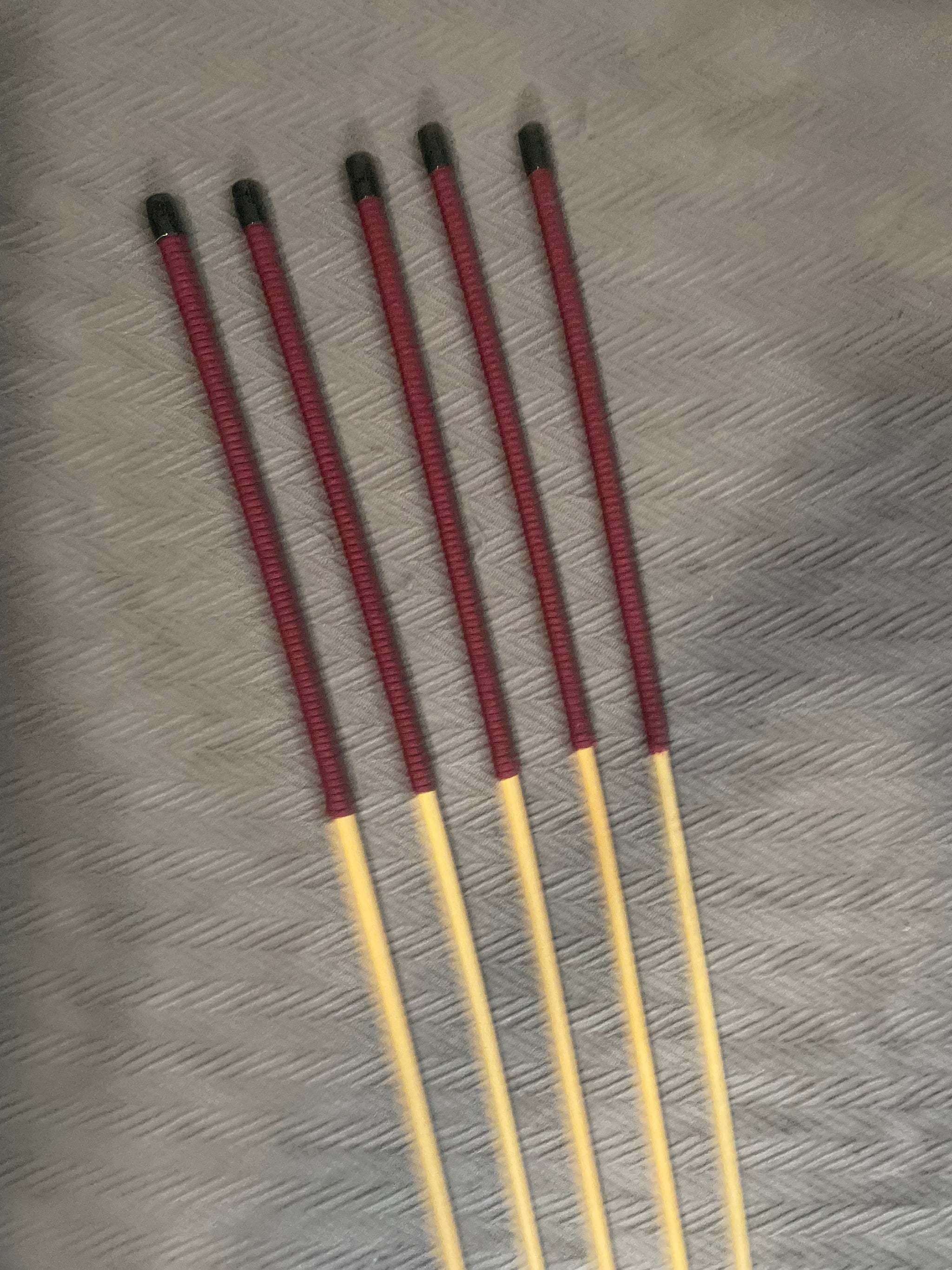 No Knot / Knotless Rattan Canes Set of 5 Burgundy Handles