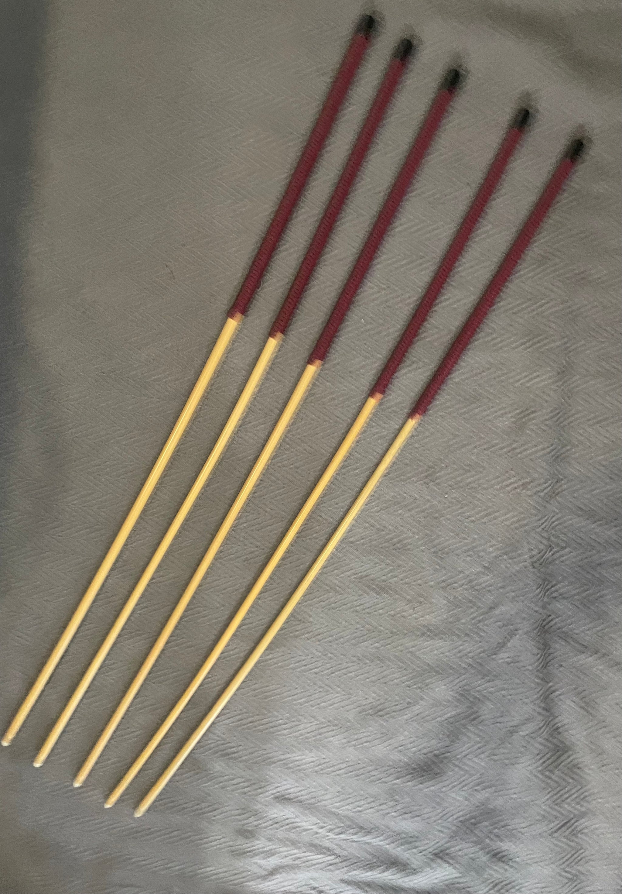 No Knot / Knotless Rattan Canes Set of 5 Burgundy Handles