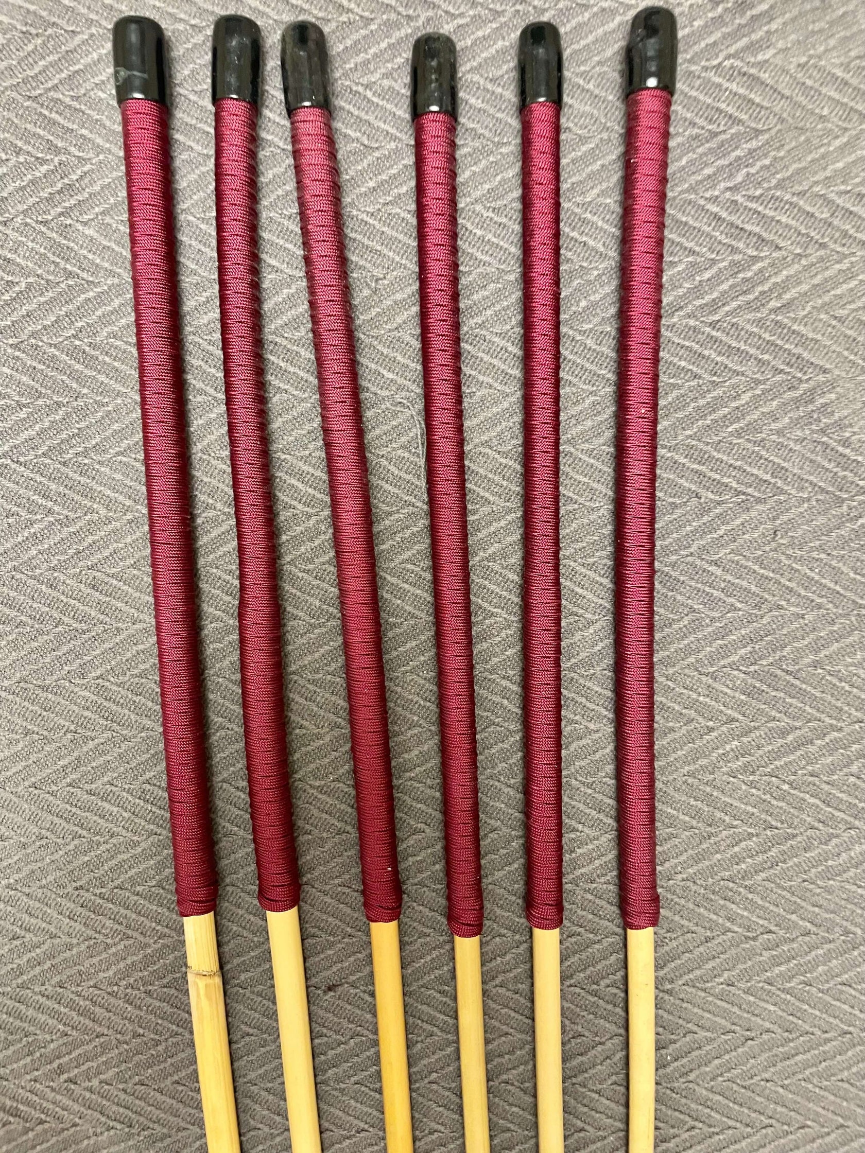 Set of 6 Dragon Rattan Punishment Canes with Red/Burgundy Handles
