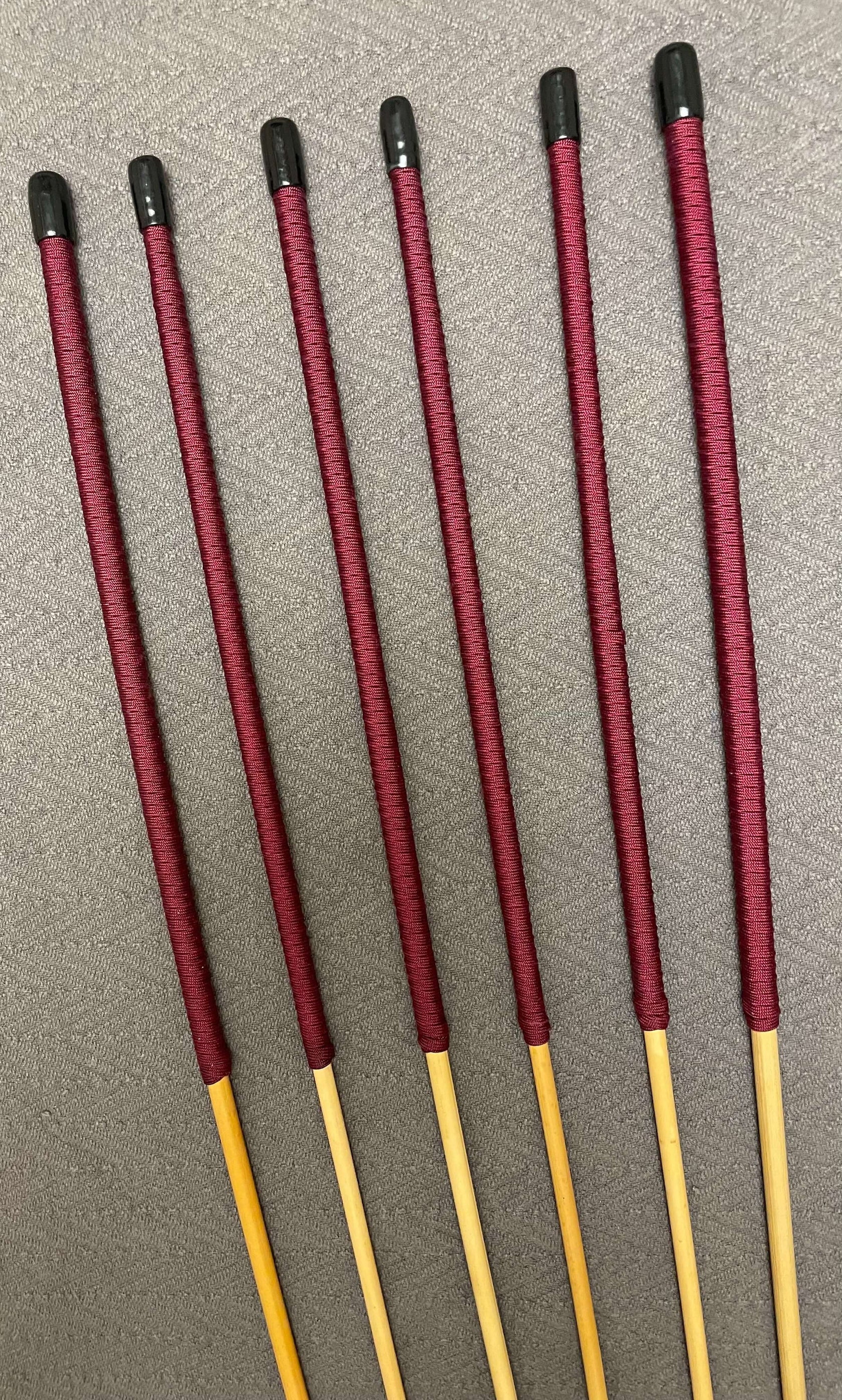 Set of 6 Whippy Thin Dragon Canes 95 cms Burgundy Handles